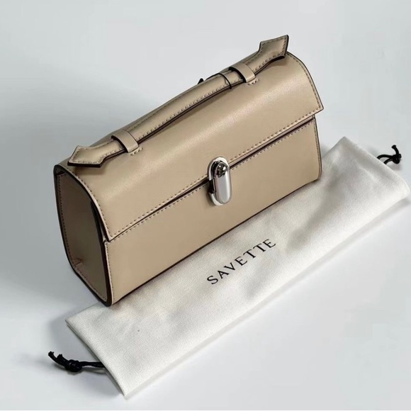 Bags | Savette Symmetry Pochette Leather Tote Neutrals | Poshmark